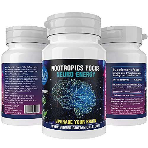 Nootropics Focus Brain Booster Supplement - Neuro Energy Pills, Enhance ...