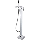 Wowkk Freestanding Tub Filler Waterfall Bathtub Faucet Chrome Floor ...