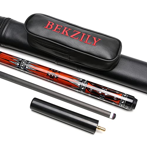 BEKZILY Carbon Pool Cue Technology Shaft with Hard Pool Case (Red) in ...