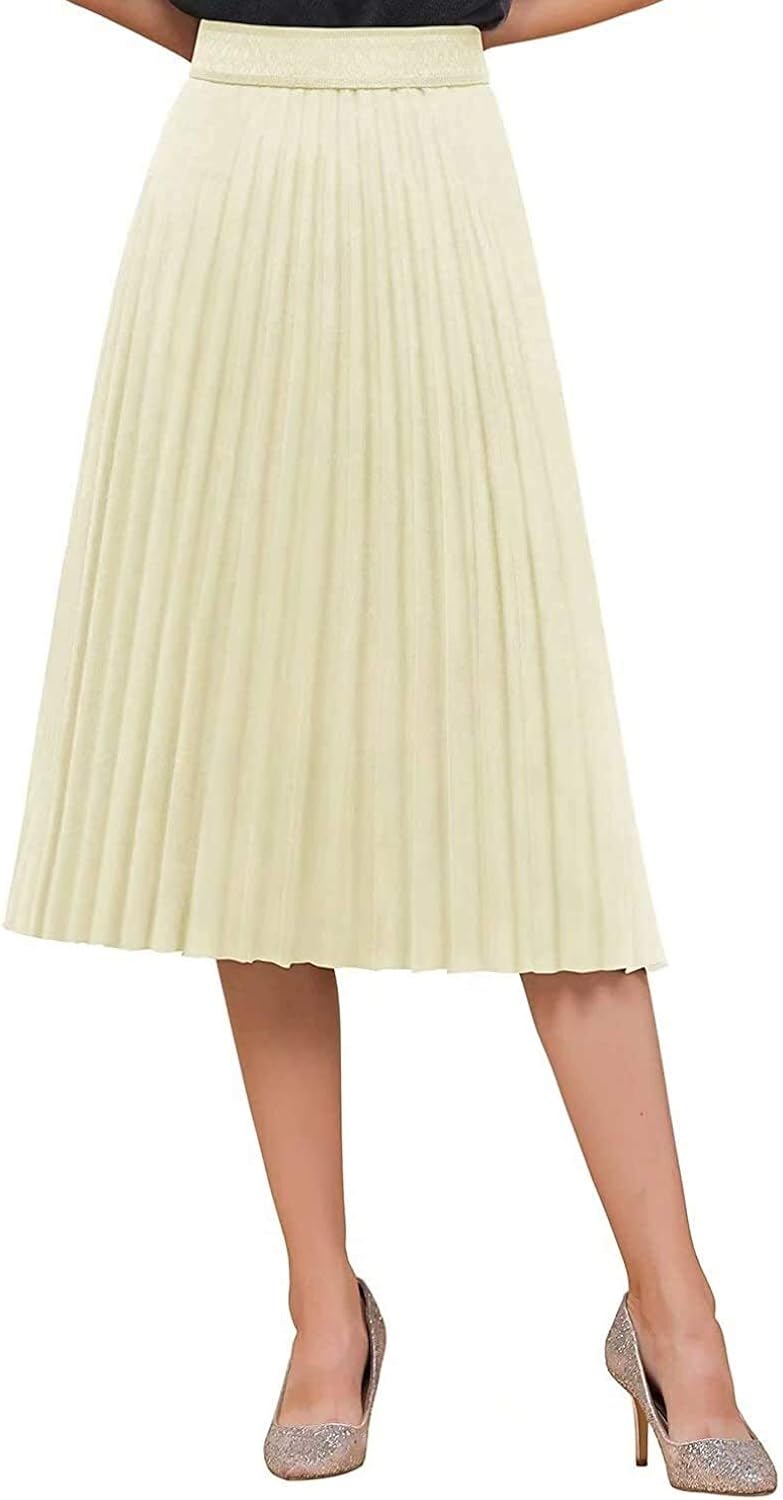 Dress Damen Plissee Röcke Elastischer Taillen Faltenrock Classic Maxi ...