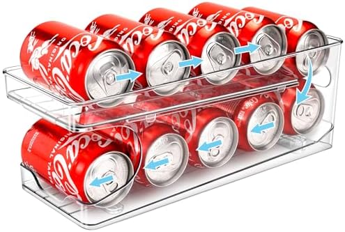 BingoHive Rolling Soda Can Organizer for Refrigerator Can Dispenser for ...