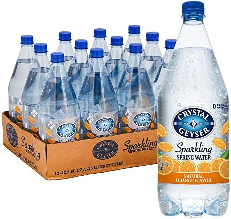 Crystal Geyser Orange Sparkling Spring Water PET Plastic Bottles, BPA Free, No Artificial ...