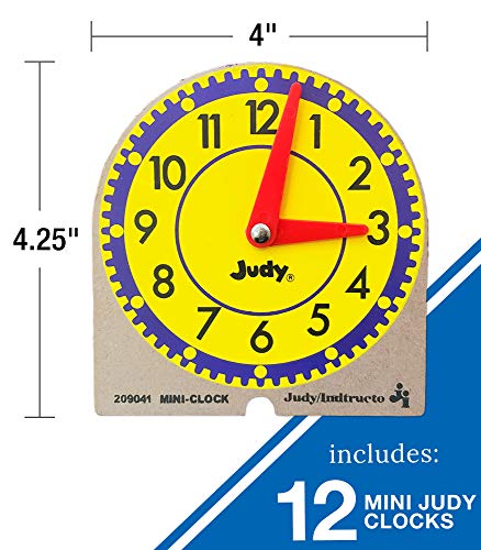 Carson Dellosa Mini Judy Clock Telling Time Clock Set, 12 Mini Judy ...