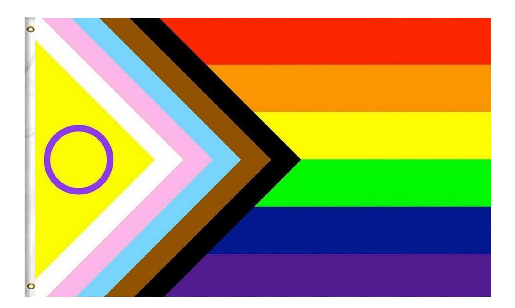 New Intersex Progress Pride Rainbow Flag,3 x 5 Foot Progressive Pride Flag 100 D Polyester ...