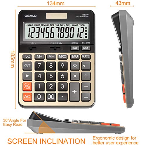 Calculator Desktop,12 Digit Large Number Calculator,Large LCD Display ...