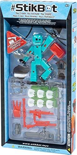 Zing Stikbot (Blue) Weapons Action Pack with Weapons and Hand Clips ...