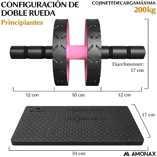 Amonax - Rodillo de rueda para abdominales con alfombrilla grande para ...