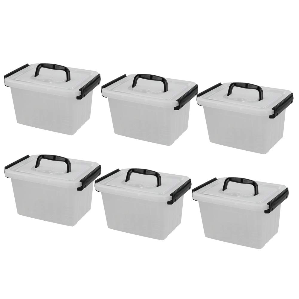Ramddy 3.5 Quart Small Plastic Storage Box with Handles, 6 Packs Clear ...