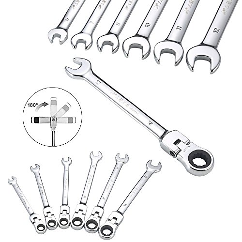 Ratcheting Wrench Set,KISENG Flexible Pivoting Head Ratchet Combination ...
