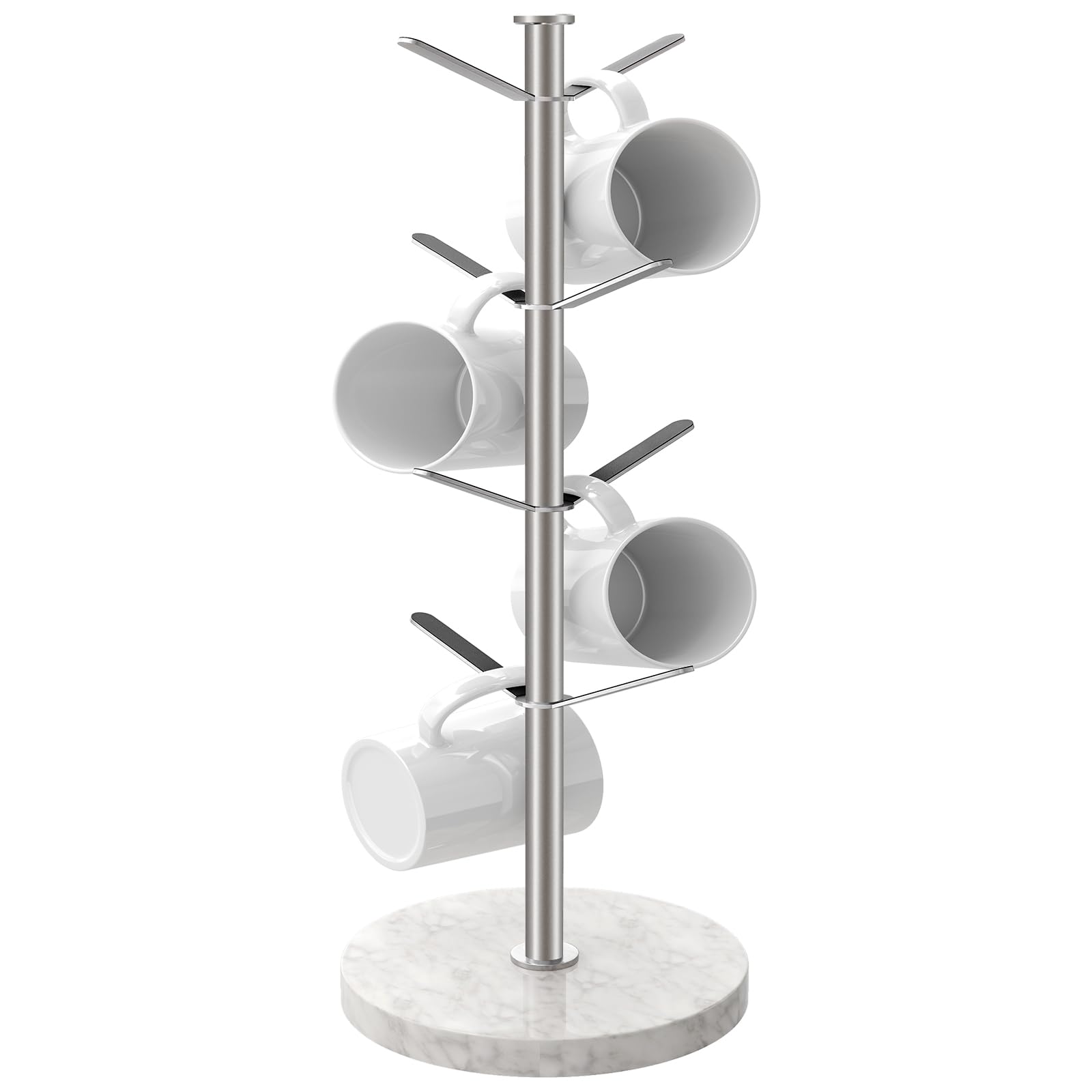 Gypie Marble Mug Holder Tree, 8 Hooks Brushed Nickel Coffee Cups Stand ...