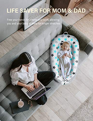 Yoocaa Baby Lounger - Soft 100% Cotton & Fiberfill Breathable Newborn ...