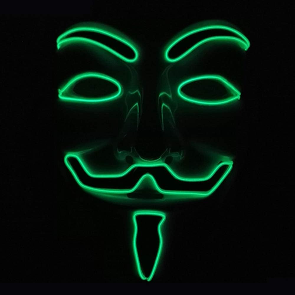 Halloween Mask, JunYee LED Anonymous Hacker Face Mask for Costume ...