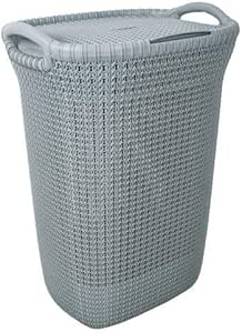 Amazon.com: Curver Knit Laundry Storage Hamper, Misty Blue, 57 Litre ...