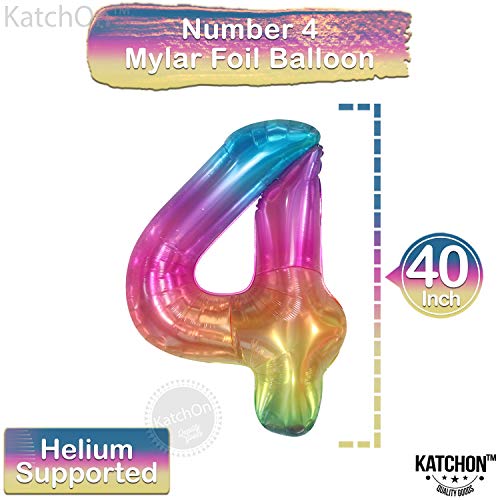 Giant, Number 4 Balloons for Birthdays - 40 Inch, Rainbow 4 Balloon ...