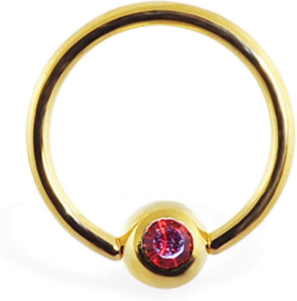 MsPiercing Gold Tone Captive Bead Ring With Gem, 16 Ga, Red - I: Amazon ...