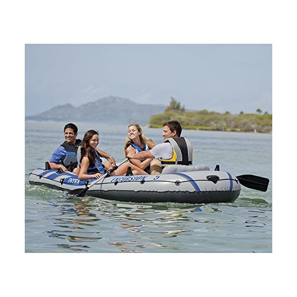Intex Excursion 5, 5-Person Inflatable Boat Set with Aluminum Oars and ...