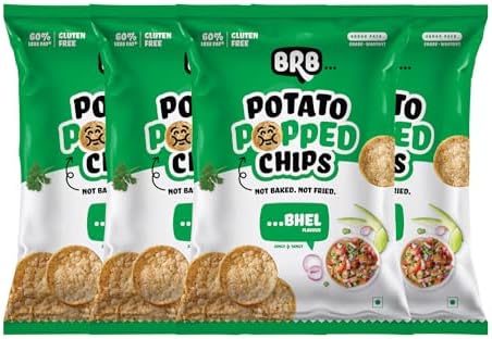 BRB Popped Potato Chips | Not Baked, Not Fried | Bhel Flavour | 4 Packs ...