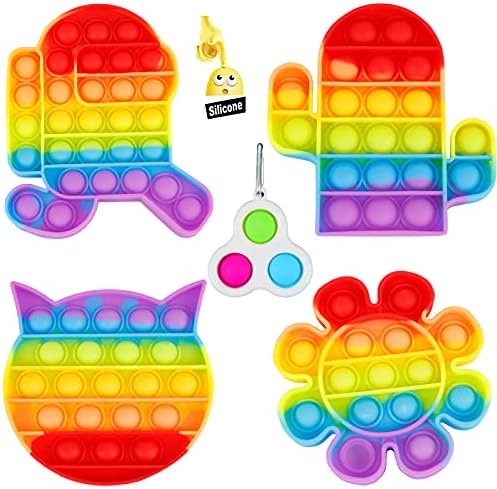 Push Pop Bubble Fidget Sensory Pack, Rainbow Poop Flower Cat Cactus ...