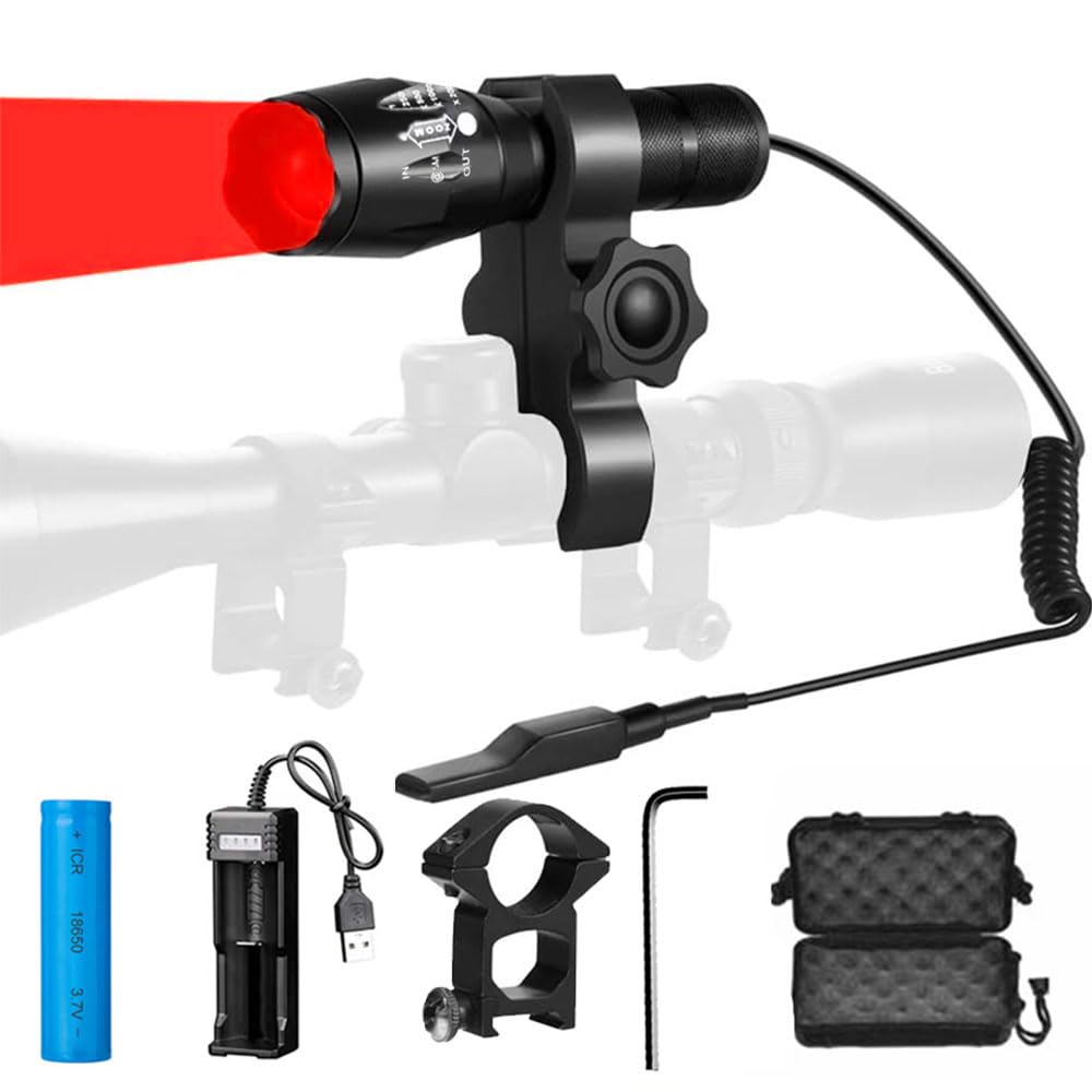 YZYOE Rechargeable Red Light Tactical Flashlight?500 Yard Red Light ...