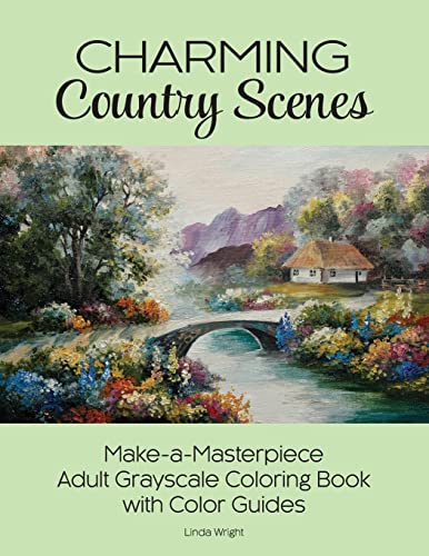 Amazon.com: Charming Country Scenes: Make-a-Masterpiece Adult Grayscale ...