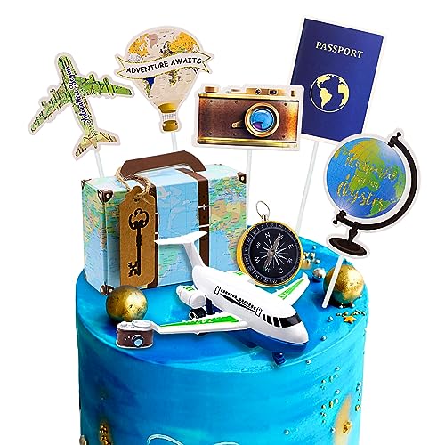 Rismise Travel Theme Cake Toppers Travel Cake Decoration Adventure ...