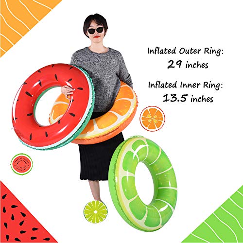 Fruit Pool Float, Watermelon Orange Lemon Swim Tube Ring, Inflatable ...