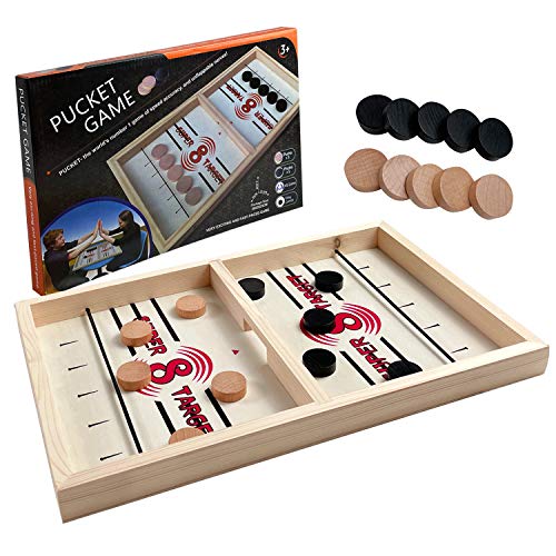 aotipol Sling Puck Game, Table Top Wooden Hockey Game, Winner Board ...