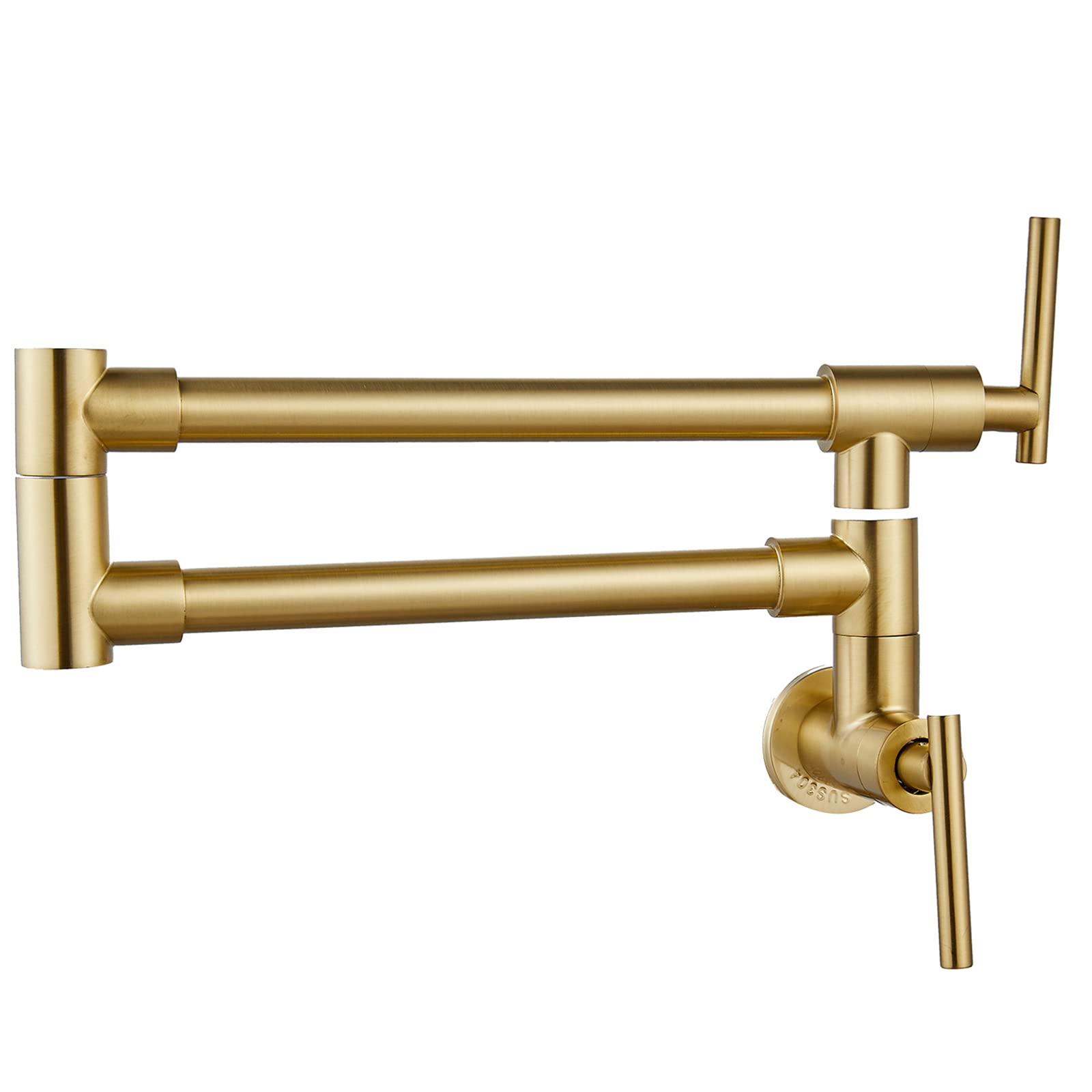 Pot Filler Faucet Brushed Gold Folding Stretchable Wall Mount Kitchen ...