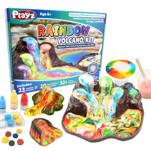 Playz Explosive Rainbow Volcano Kit for Kids with 23+ Science Chemistry ...