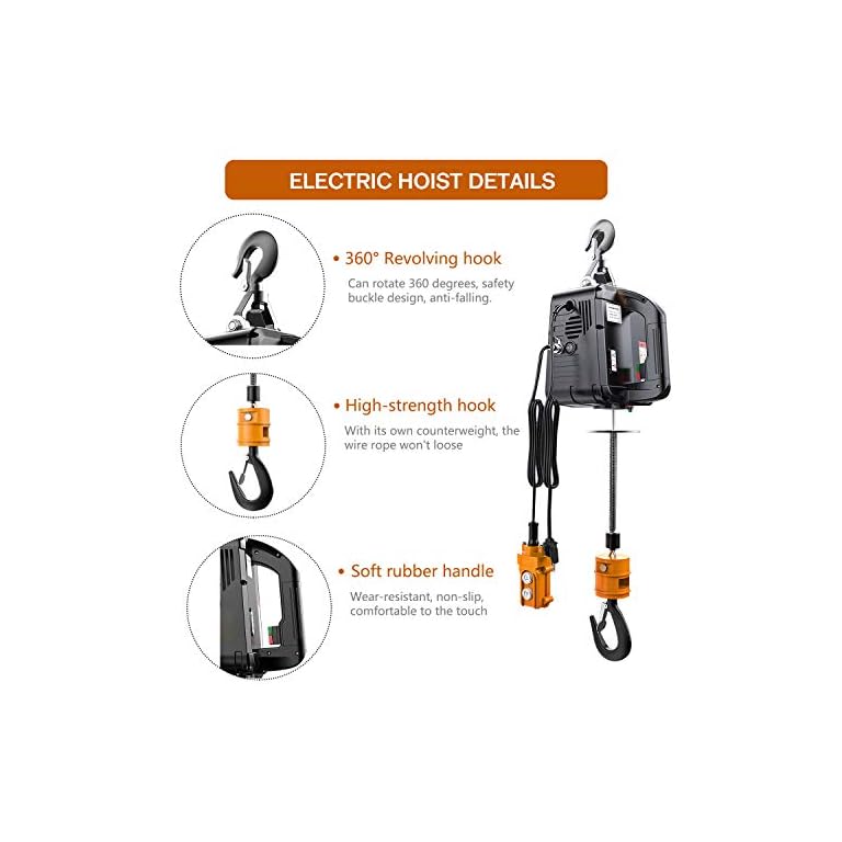 NEWTRY 3 in 1 Electric Hoist Winch 1,100lb Wireless Remote Control ...