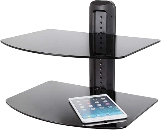 UNHO 2 Tier Floating Shelf Wall Mount Tempered Glass: Amazon.co.uk ...