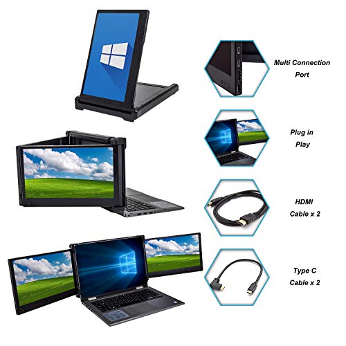 DOC Dual Triple Portable Extended Laptop Screen Extender 11.6" Monitor ...