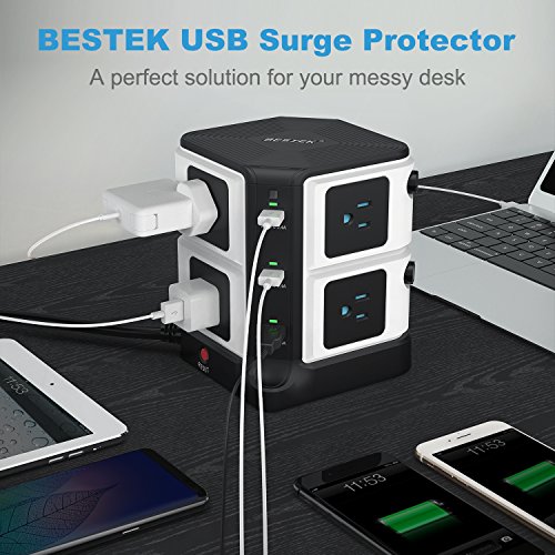BESTEK 8-Outlet Power Strip With 6 USB Charging Ports | Widest