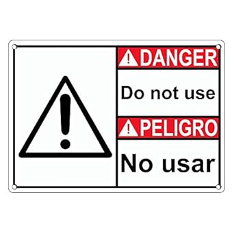 Weatherproof Plastic ANSI Danger Do Not Use - No Usar Sign with English ...