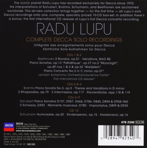 Radu Lupu: Complete Decca Solo Recordings : Coffrets et Intégrales CD ...