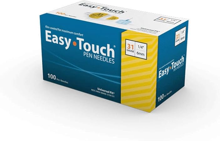 Amazon.com: Easy Touch Pen Needles 31 Gauge, 1/4 Inches, box of 100 ...