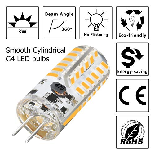 KINGSO G4 LED Bulb 10 Pack 3W Bi-Pin LED Light Bulb 48×3014 SMD 20W Halogen Bulb Equivalent ...