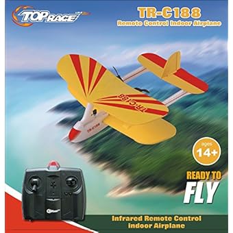 Top Race C188 Electric 2 Ch Infrared Remote Control RC Biplane Airplane ...