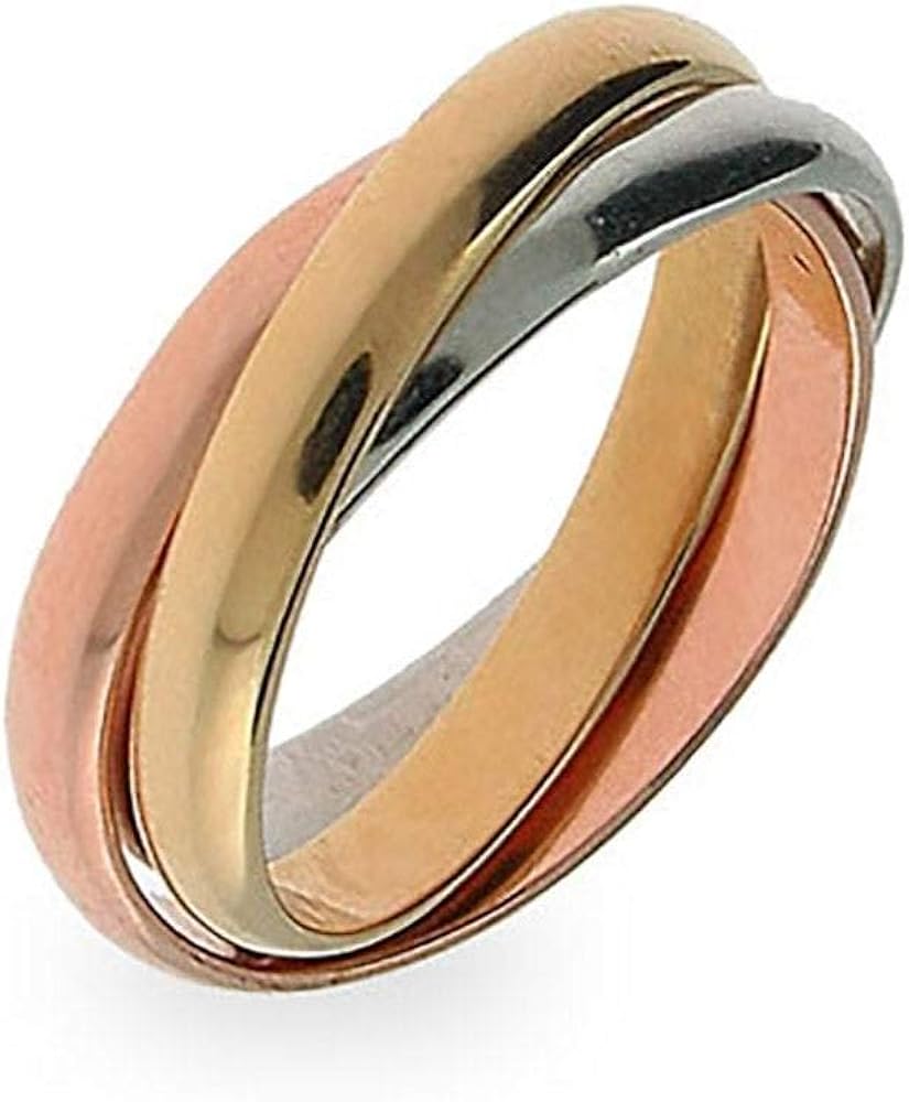 Three Tone Triple Roll Ring: Amazon.co.uk: Jewellery