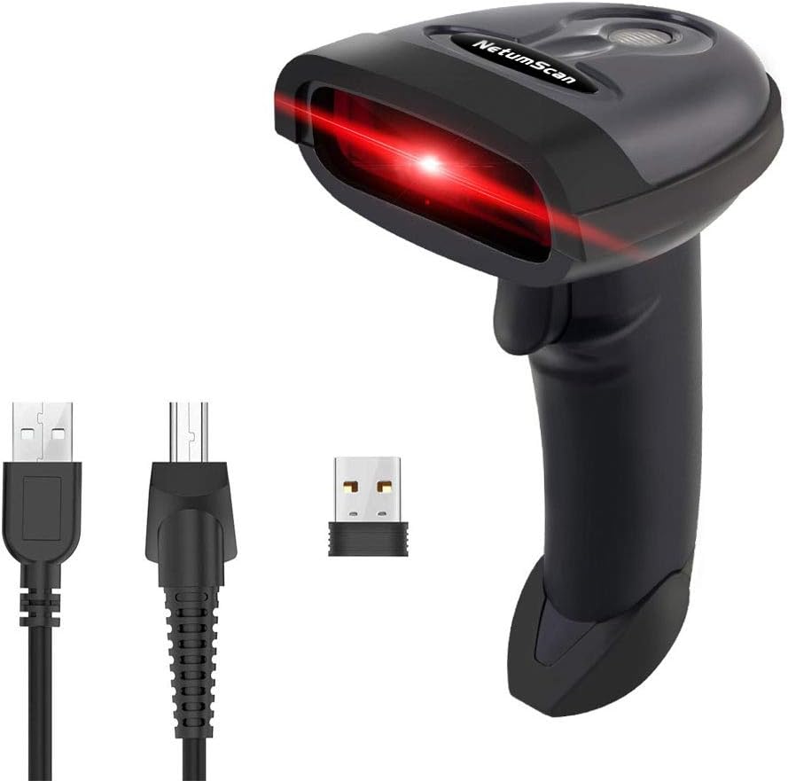 NetumScan Wireless Barcode Scanner 2 in 1 (2.4G Wireless & USB Wired ...