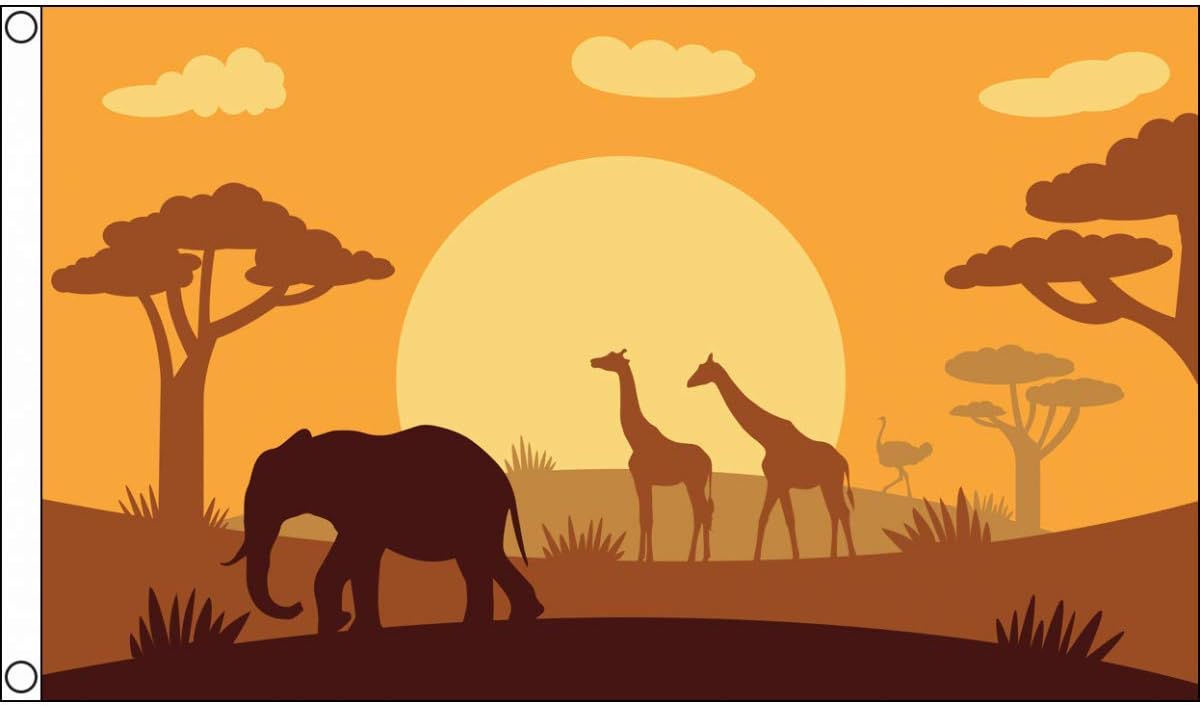 AZ FLAG African Animals Silhouette Flag 3' x 5' - africa savanna safari ...