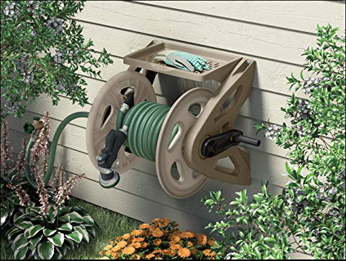 Suncast WMS200 Handler 200 ft. Taupe Retractable Wall Mounted Hose Reel ...