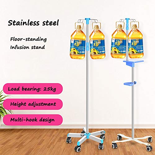 Utility Carts Portable Rolling IV Pole Drip Stand with Tray & 4 Hooks ...