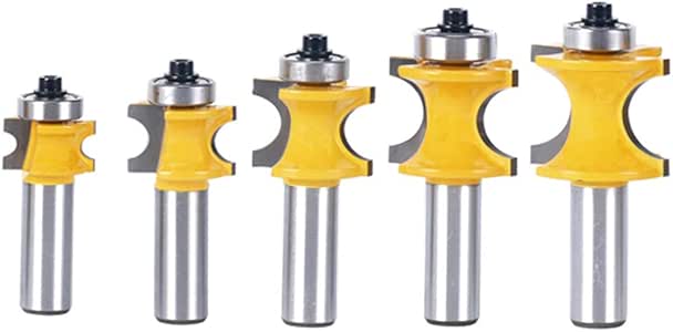 Eyech 5pcs Bullnose Router Bit Set 1/2-Inch Shank Carbide Half-Round ...