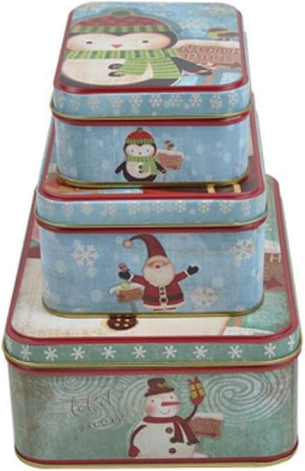 Amazon.com: JKLcom Candy Tins Christmas Cookie Tins Set of 3 Metal Tin ...