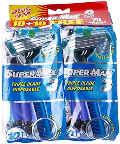 Super-Max AT324P Triple Blade Disposable Razor Pouch 20-Pieces price in ...