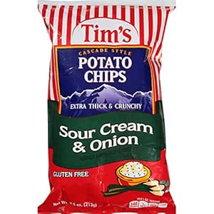 Amazon.com : Tim's Cascade Style Potato Chips, Sour Cream & Onion, 7.5 ...