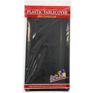Amazon.com: Party Dimensions Single Count Rectangular Plastic Tablecover, 54 by 108-Inch, Black ...