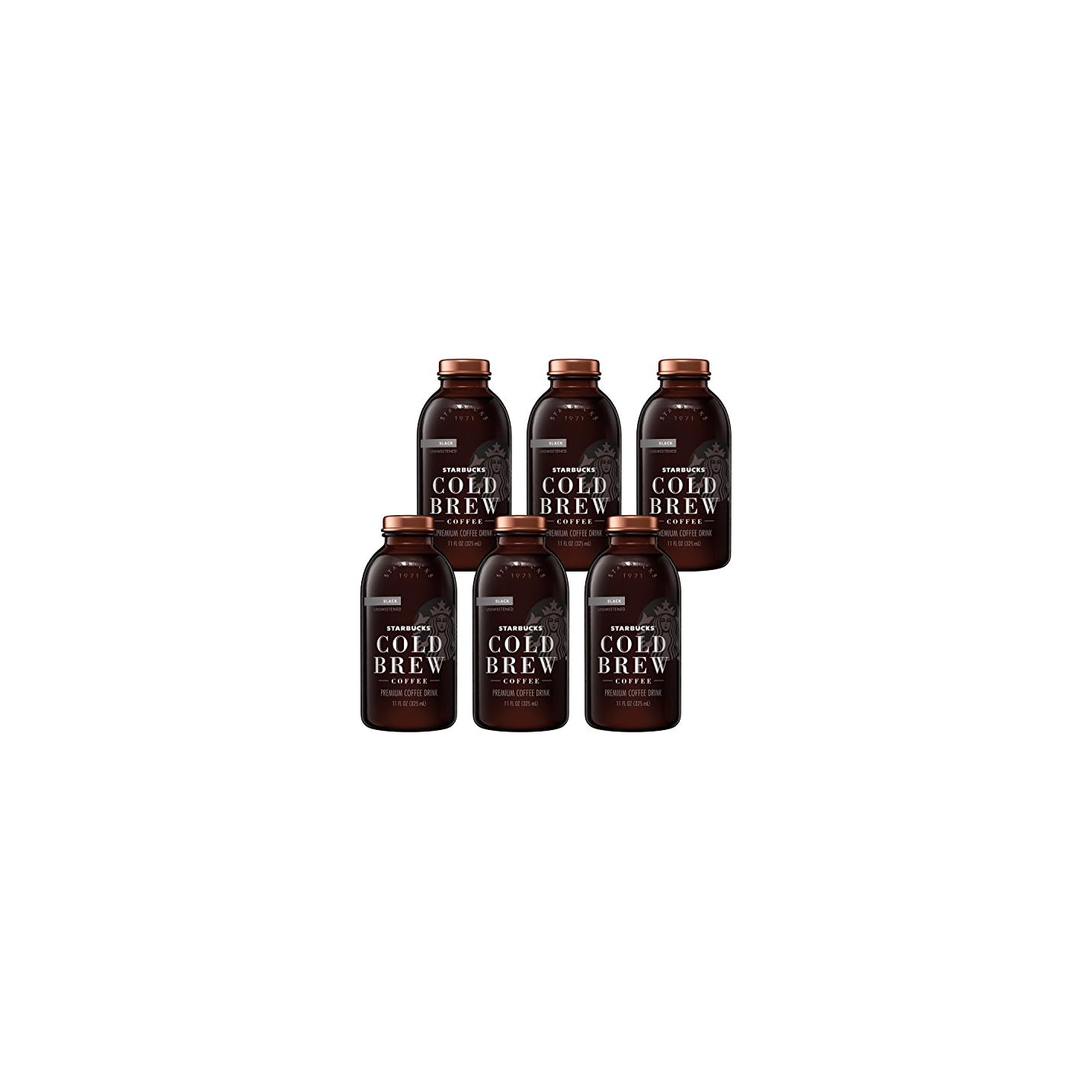 Starbucks Cold Brew Coffee, Black Unsweetened, 11 oz Glass Bottles, 6 ...
