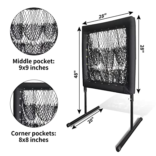 9 Hole Baseball Pitching Net with Strike Zone, 9 Pockets Pitchers Throw ...